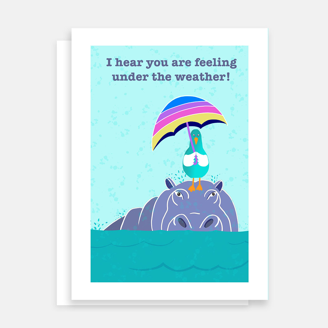 Neon Hippo Get Well Card - Lonna Jordan Designs